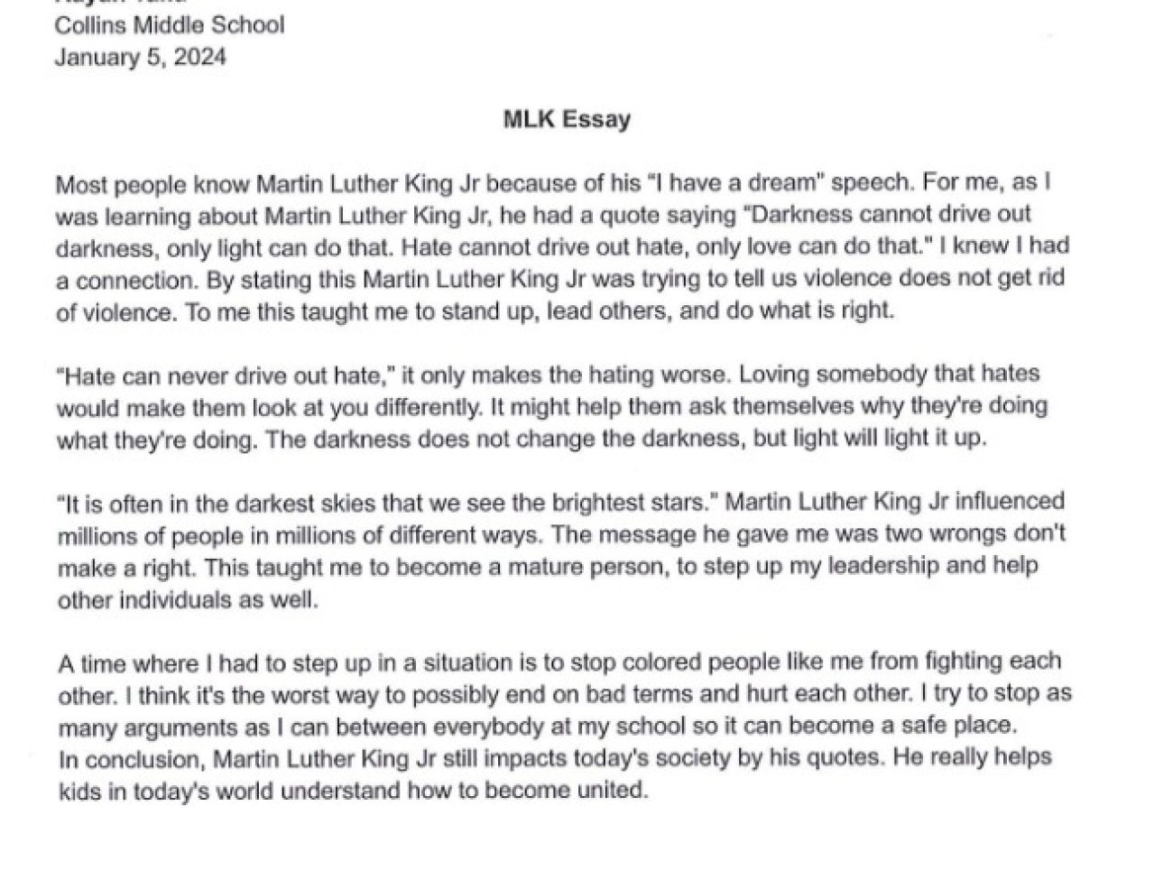 Eighth-Grader Rayan Taku, Fifth Graders Amaya Hicks, Julian Orrego ...